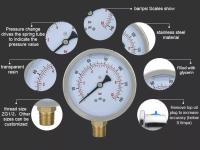 China Customized Support 100mm NPT1/2 Stainless Steel Oil Pressure Gauge with 10mm Range for sale
