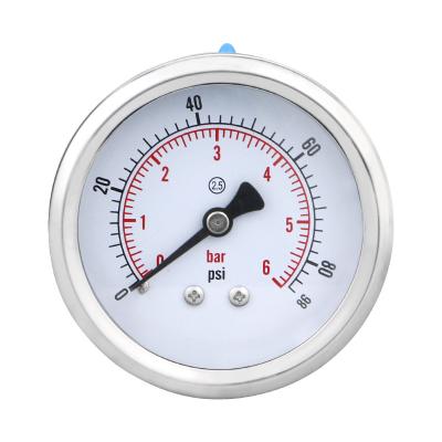 China 62.2mm High Precision 1.6 Nominal Diameter Bourdon Tube Stainless Steel Pressure Gauge for sale