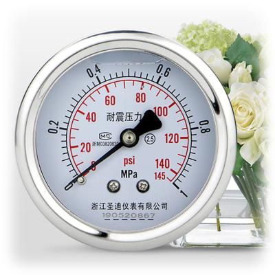 China 62.5mm Oxygen Gas Pressure Gauge with Customizable Clamp Back and Silicone Oil Filling for sale