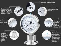 China Sanitary Diaphragm Pressure Measuring Instruments Meter 6mpa Radial Pressure Gauge 50.5/64 for sale