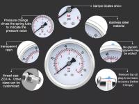 China 2.5% Precision Stainless Steel Pressure Gauge for High Water Hydraulic Oil Monitoring for sale