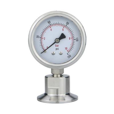 China Sanitary Grade 50.5mm Chuck Connection Diaphragm Pressure Gauge with 6 Range Capabilit for sale