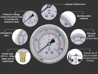 China Stainless Steel Housing YN60Z 60mm Pressure Gauges featuring Axial Back Connection for sale