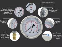China High Precision YN60Z 60mm Pressure Gauges NPT1/4 16MPa/2.5Mpa Axial Back Connection for sale