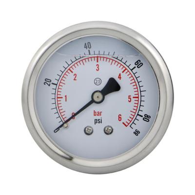 China Origin 60mm Liquid Filled Pressure Gauge with 1/4 Thread Connection and 2.5 Precision for sale