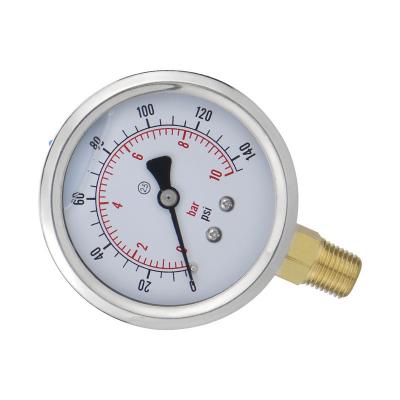 China ZG1/4 Thread 62.5mm Glycerol Filled Manometer for Accurate Liquid Pressure Measurement for sale