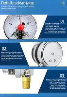 China 30VA 220V 380V Liquid Filling Electrical Contact Vacuum Pressure Gauges Manometer for sale
