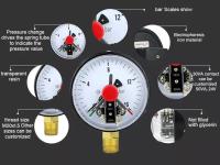 China Adjustable M20*1.5 Thread 100mm CE Certified Electric Contact Air Pressure Gauge for sale