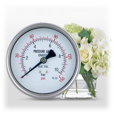 China 100mm Y100ZBF Axial High Pressure Gauge with G Thread Stainless Steel Manometer by Made for sale