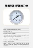 China 100mm 304ss Bull Manometer Pressure Gauge for Liquid and Gas Measurement Manufactured for sale