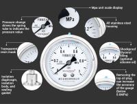 China 50.5/64mm Clamp Connect High Precision Air Liquid Pressure Gauge for Axial Fuel Meter for sale