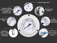 China Customized Support OEM 60mm All Stainless Steel Pressure Gauge 16bar ZG1/4/NPT1/4 Thread for sale