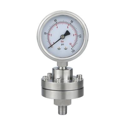 China 304ss Diaphragm Seal Air Pressure Gauge Manometer with 60mm Dial Range -0.1-10MPa for sale