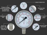 China 4inch 1.6% Accuracy Air Pump Manometer for High Pressure Air Flow Measurement in Zhejiang for sale