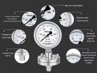 China 100mm M20*1.5 Thread 0.1-10 Mpa Diaphragm Seal Pressure Gauge with Customized Options for sale
