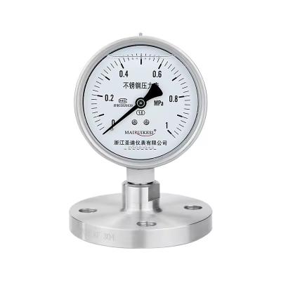 China Flange Type Water Pressure Indicator Diaphragm Manometer Hydraulic Oil Pressure Gauge for sale