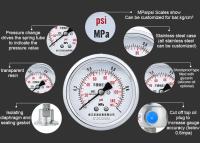 China 60mm Nominal Diameter Natural Gas Pressure Gauge with Complete Stainless Steel Design for sale