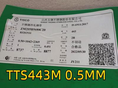 China ASTM A240 443 Stainless Steel Sheet 0.5-3mm Thick Cold Rolled Ferritic Alloy for sale