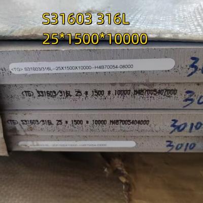 China 316L Stainless Steel Plate 1.4404 25mm Thick 1500mm Wide 12000mm Length Cutting Bending for sale