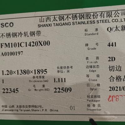 China DIN 1.4509 441 Stainless Steel Sheet 0.5mm 2B Finish for Exhaust Systems for sale