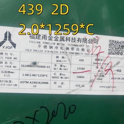 China ASTM A240 Stainless Steel Sheet 439 Cold Rolled 2.5mm x 1219mm 1.4510 for sale