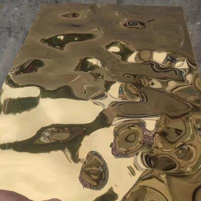 China SUS304 Stainless Steel Water Ripple Sheet Gold Middle Big Pattern 0.8mm 1220x2440mm for sale