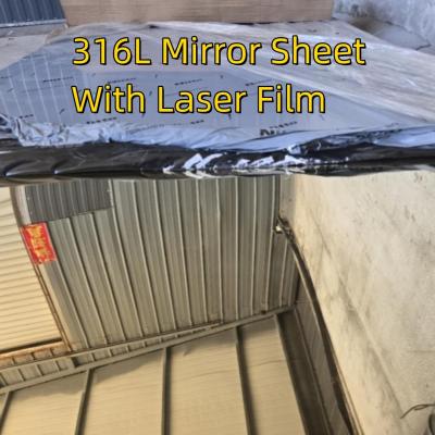 China ASTM A240 AISI 316L 8K Mirror Polished Stainless Steel Sheet 1.5mm 1500x3000mm with Laser Film for sale