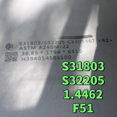 China ASTM A182 F51 Duplex Stainless Steel Plate 38mm Thick S31803 1.4462 Hot Rolled for sale