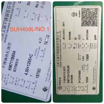 China AISI 409L SUH409L Stainless Steel Sheet 0.5-10mm Thickness 1000-2500mm Width for Exhaust Systems for sale