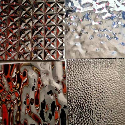 China 304 Stainless Steel Water Ripple Sheet Mirror Finished Decorative Wall Panel 1219x2438mm for sale