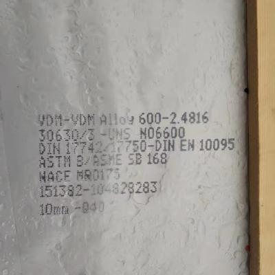 China Inconel 600 Nickel Alloy Plate N06600 0.25-30mm Thickness with CE ISO Certification for sale