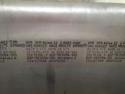 China UNS N06022 Hastelloy C22 Plate 0.5-100mm Thickness ASTM B626 Nickel Alloy for sale