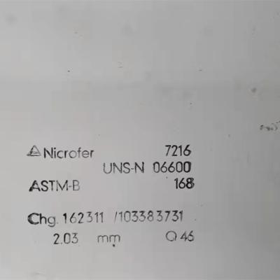 China ASTM B166 Inconel 600 Nickel Alloy Plate Sheet 0.8-36mm Thickness for sale