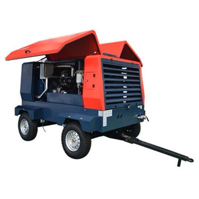 China Diesel Powered Screw Air Compressor with Cummins Engine 400CFM 7Bar Portable Airman Wheels Trailer for sale
