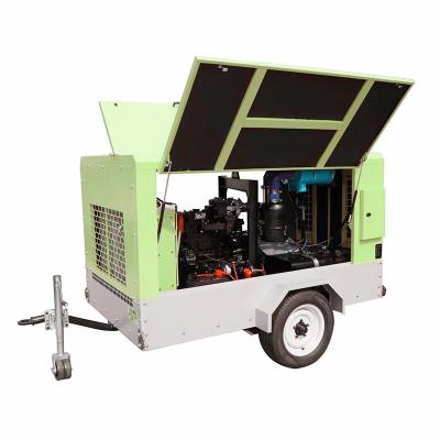 China Portable 16bar 250CFM 400CFM Diesel Engine Air Compressor for Mobile Truck for sale