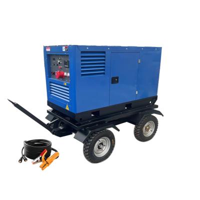 China 20kw power 4 stroke diesel engine generator 800Amps 400A Mobile Welding Unit on pneumatic wheeled trailer for sale