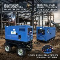 China Mobile chassis wheels 450A DC Mig welding machine 500Amps diesel welder generator with wire feeder for sale