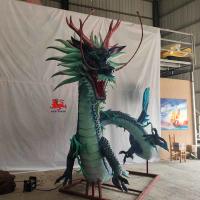 China Alive Sound Realistic Animatronic Animals Chinese Mythical Creatures Green Dragon for sale