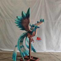 China Customizable Realistic Animatronic Animals Chinese Ancient Creatures Green Bird for sale