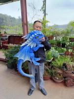 China Hand Puppet Simulation Blue Realistic Animatronic Dinosaur Baby With Wings for sale