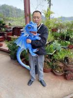 China Hand Puppet Simulation Blue Realistic Animatronic Dinosaur Baby With Wings for sale