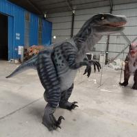 China Theme Park Realistic Animatronic Dinosaur Costume Hidden Legs Velociraptor Costume for sale
