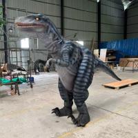 China Theme Park Realistic Animatronic Dinosaur Costume Hidden Legs Velociraptor Costume for sale