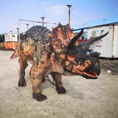 China Handmade Realistic Animatronic Dinosaur Suit Hidden Legs Double Person Triceratops Costume for sale
