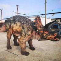 China Handmade Realistic Animatronic Dinosaur Suit Hidden Legs Double Person Triceratops Costume for sale