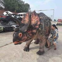 China Handmade Realistic Animatronic Dinosaur Suit Hidden Legs Double Person Triceratops Costume for sale