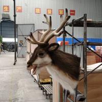 China Theme Park Animatronic Realistic Singing Reindeer Head For Christmas Decoration for sale