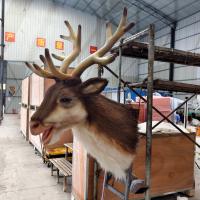 China Theme Park Animatronic Realistic Singing Reindeer Head For Christmas Decoration for sale