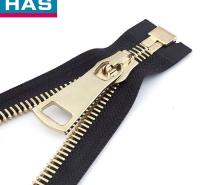 China Metal #12 Separating Zippers 27 Inch Metal Jacket Zipper Gold Teeth for sale