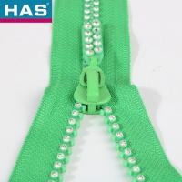 China #10 Diamond Lightweight Open Ended Zips Green Decorative Zippers For Dresses for sale